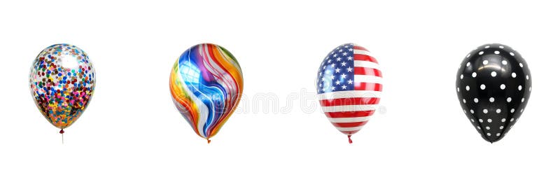 Patterned Balloon Collection Isolated on Transparent Background Stock ...