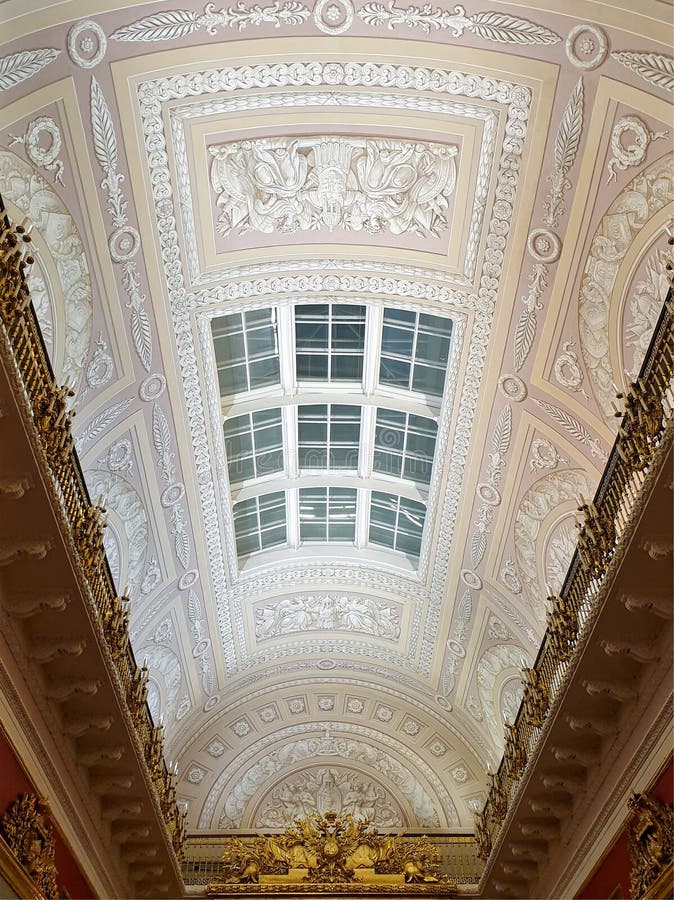 Patterned Ceiling with Paintings in the Hermitage in Russia Editorial ...