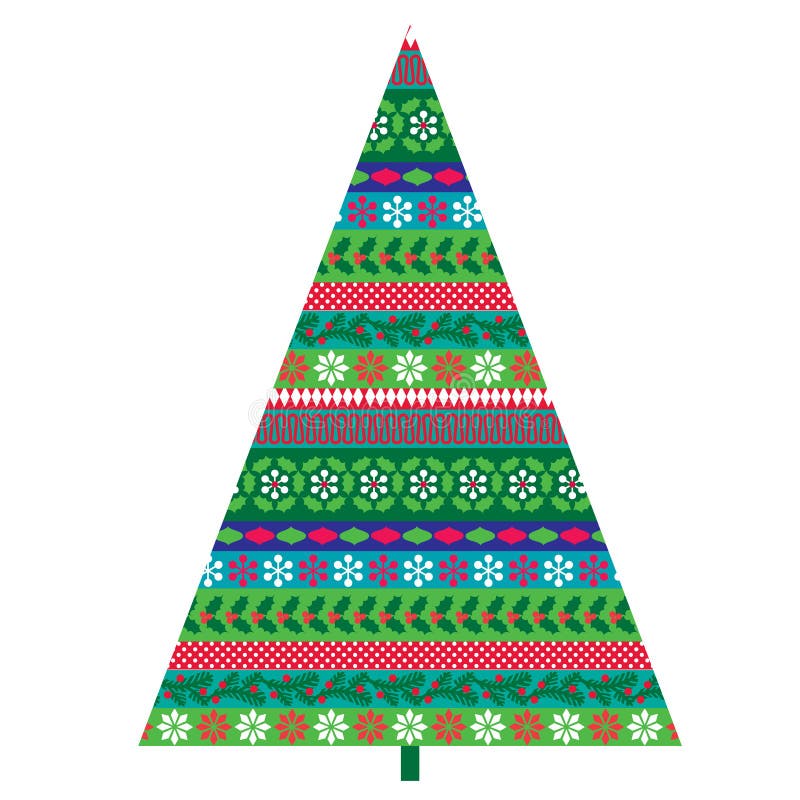 Patterned christmas tree stock illustration. Illustration of polka ...