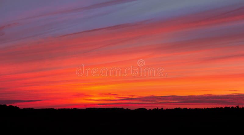 Last Sunset of September, Patterned Colored Evening Sky Stock Image ...