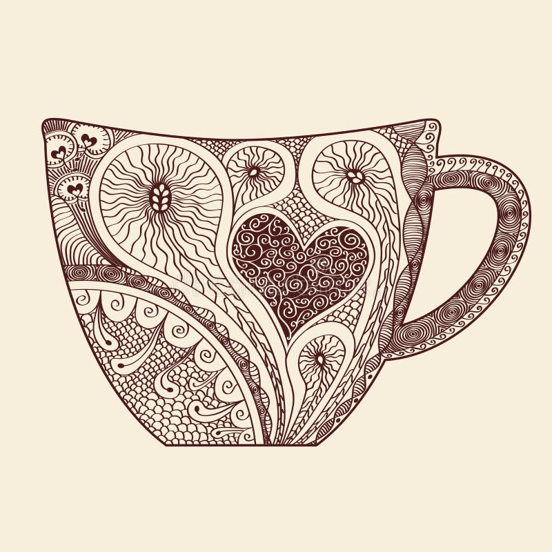 Patterned cup drawing stock vector. Illustration of ornament - 36355940