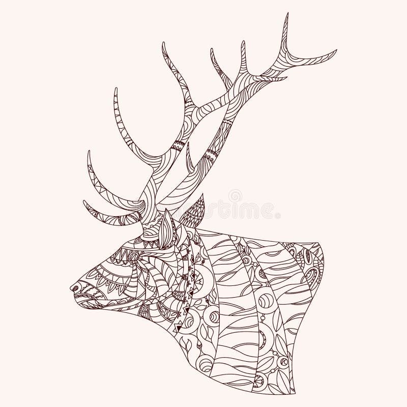 Patterned deer head stock vector. Illustration of head - 63345102