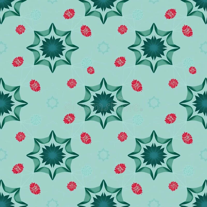 Patterned Design Featuring Teal, Star-shaped Motifs with a Layered ...