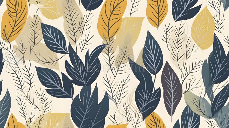 A Patterned Design Featuring Various Leaves in Earthy Tones and Shapes ...