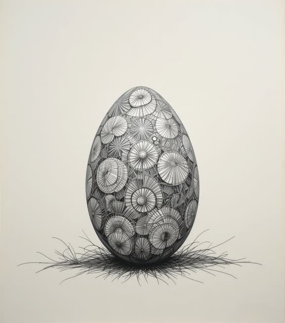 A Patterned Easter Egg, Hand Drawing. Stock Illustration - Illustration ...