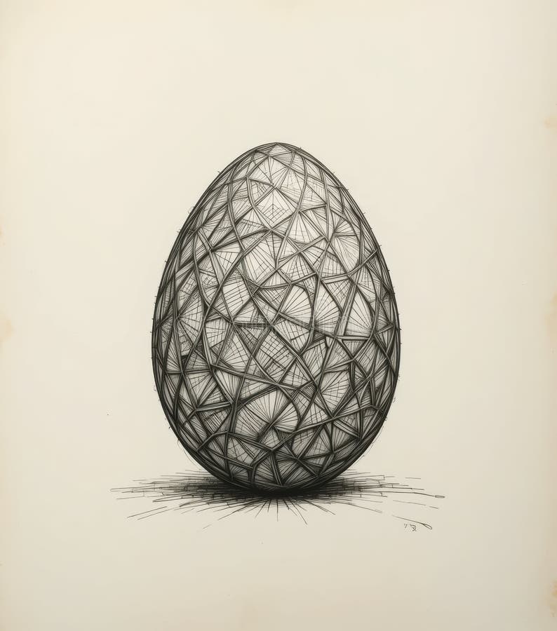 A Patterned Easter Egg, Hand Drawing. Stock Illustration - Illustration ...