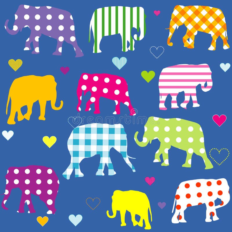 Set of Patterned Elephants in Ethnic Style Stock Vector - Illustration ...