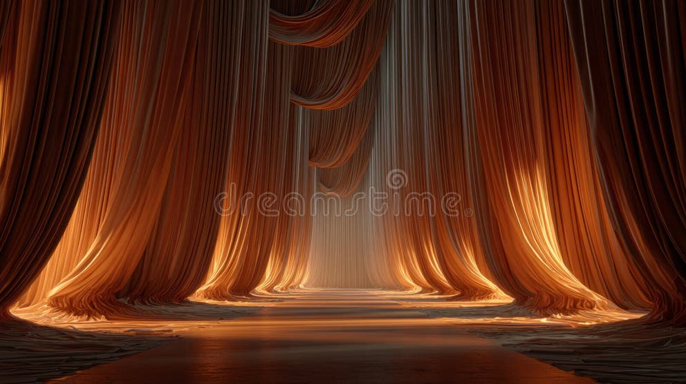 Patterned Fabric Backdrop with Vertical Pleats in a Runway Setting ...