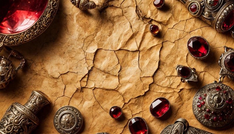 Patterned Frame Made of Jewelry. Mockup Made of Old Crumpled Paper with ...