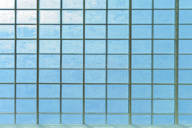 A Patterned Grid of Blue Frosted Glass Panels Stock Photo - Image of ...