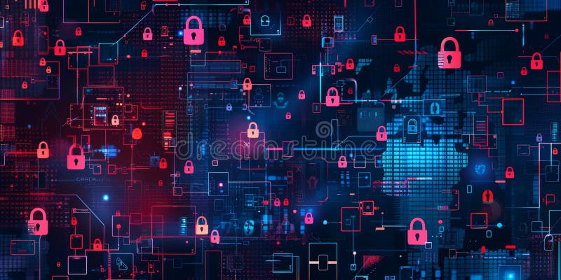 Patterned Layout Featuring Cybersecurity Themes. Stock Illustration ...