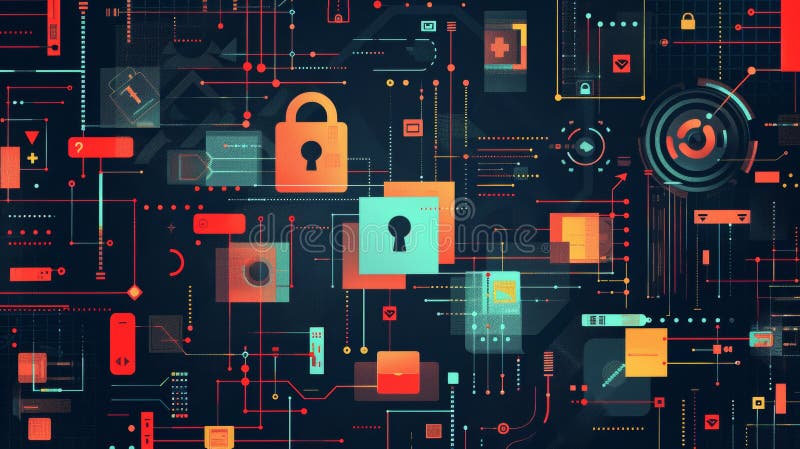 Patterned Layout Highlighting Cyber Safety. Stock Illustration ...