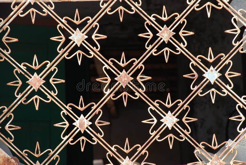 Patterned Metal Shutter, Halki Stock Image - Image of aegean ...