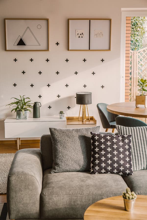 Patterned Modern Living Room Interior Stock Photo - Image of sofa ...