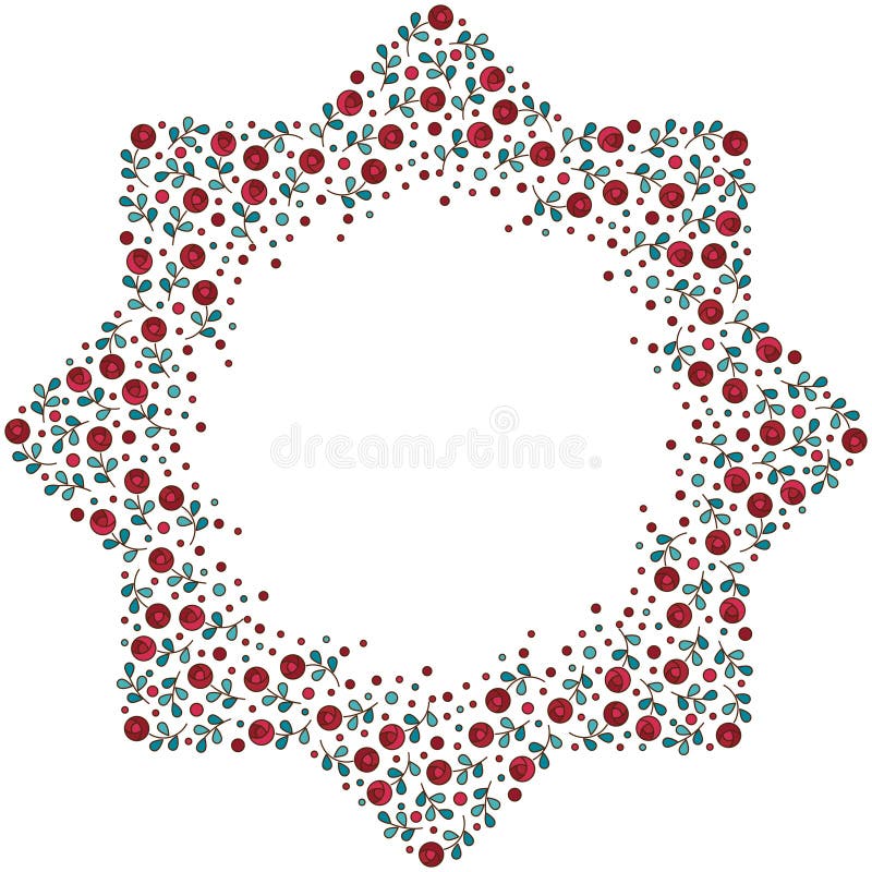 Patterned Octagonal Star, Floral Frame Stock Vector - Illustration of ...