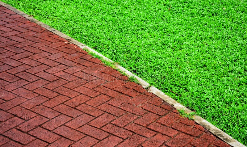 Patterned Paving Tiles at Walkway in the Park Stock Image - Image of ...