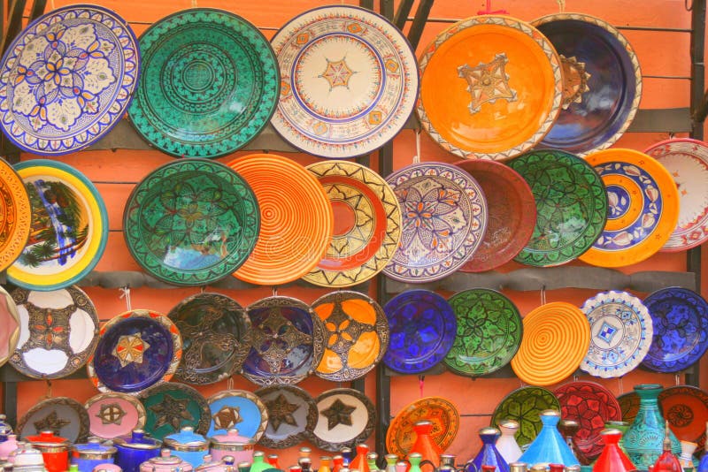 Patterned Plates on Shop Rack Stock Photo - Image of patterns, round ...