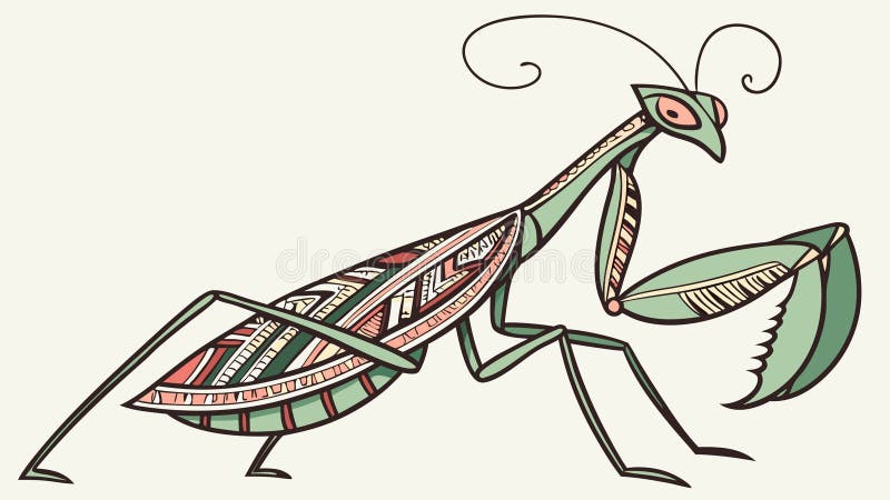 Patterned Praying Mantis: Graceful Insect Design Vector, Vector Design ...