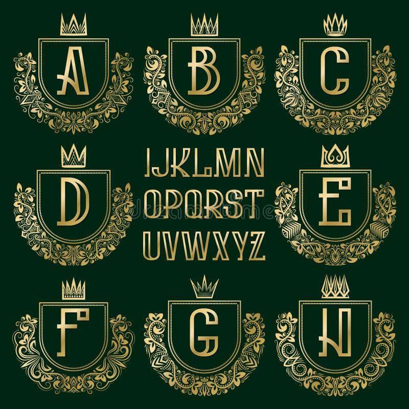 Royal Art Typeface. Vintage Font Stock Vector - Illustration of ...
