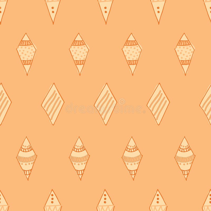 Patterned Shield Kite Shapes on Orange Background Seamless Pattern ...