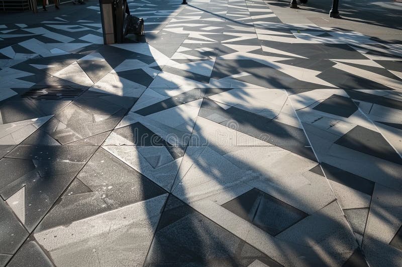 Patterned Sidewalk in Urban Setting Stock Image - Image of shapes ...