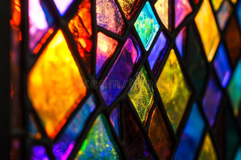 Patterned Stained Glass Texture, Vibrant Geometric Designs with Rich ...