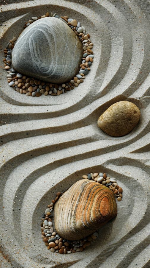 Patterned Stones with Concentric Sand Ripples Stock Image - Image of ...