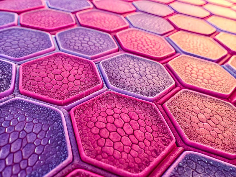 Patterned Surface with Hexagonal Cells Shapes in Pink and Purple Tones ...