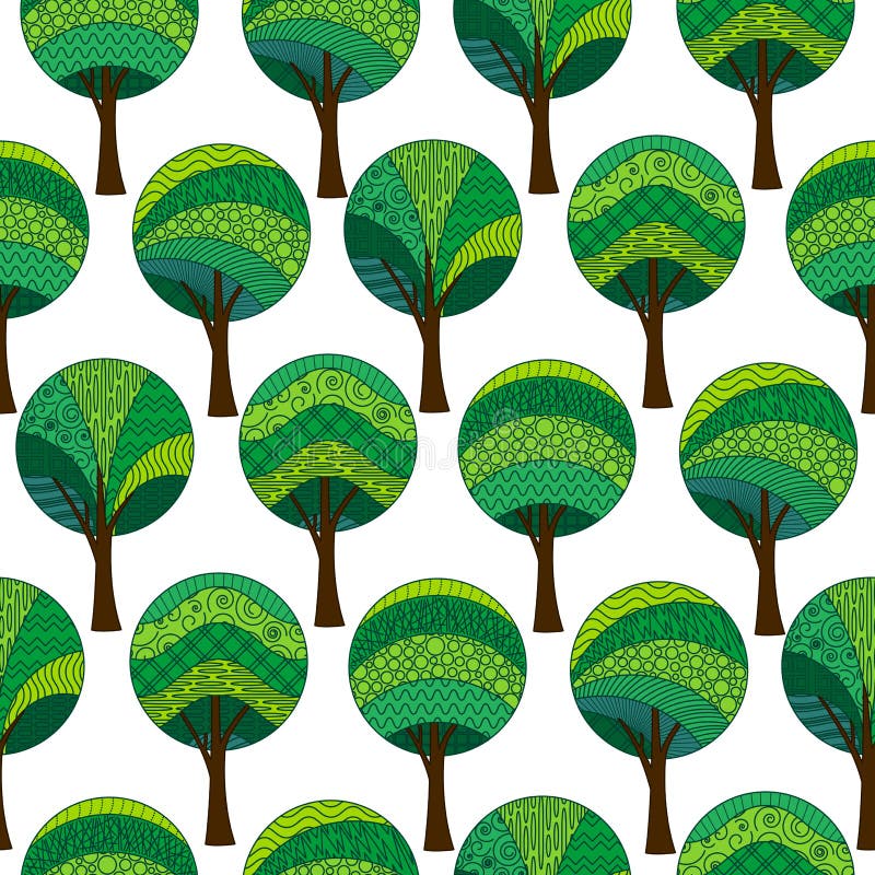 Patterned Trees, Seamless Pattern Stock Vector - Illustration of ...