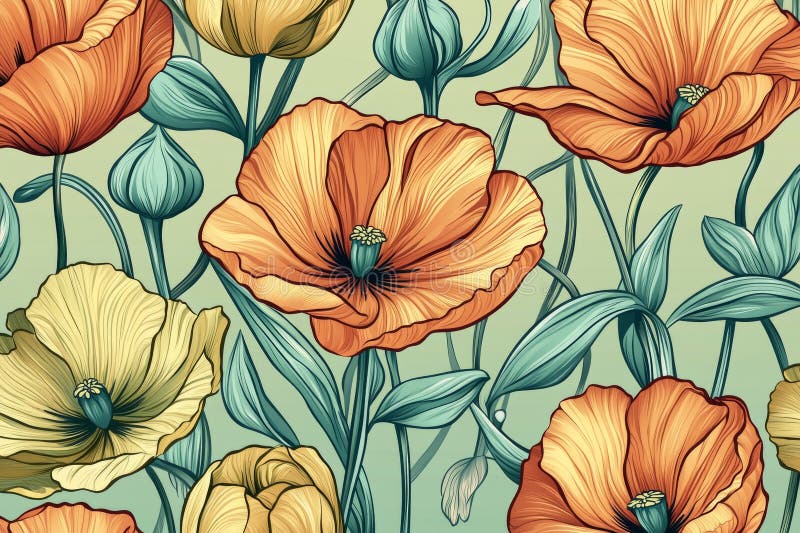 Exotic Floral Flowers in a Seamless Texture for Modern Style Wallpaper ...