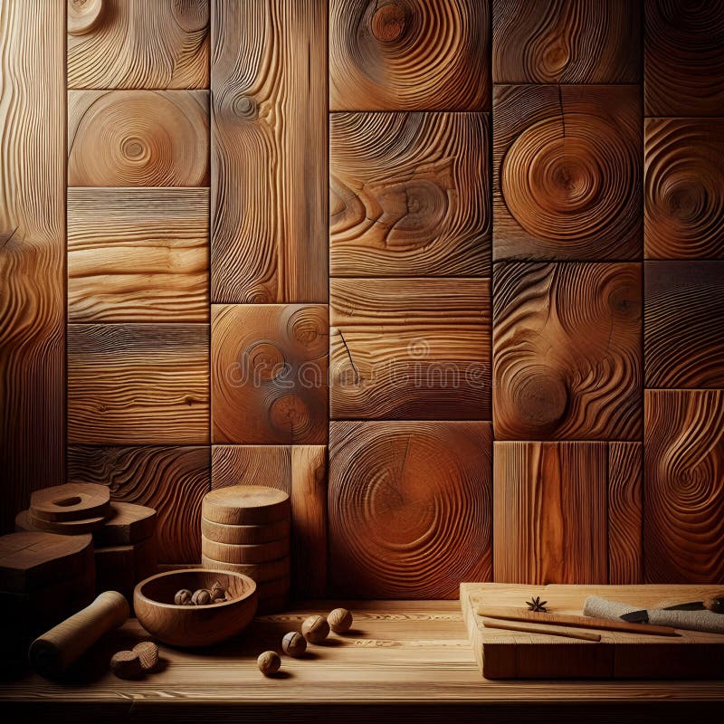 Patterned Wood Paneling Beauty, Generative AI. Stock Illustration ...