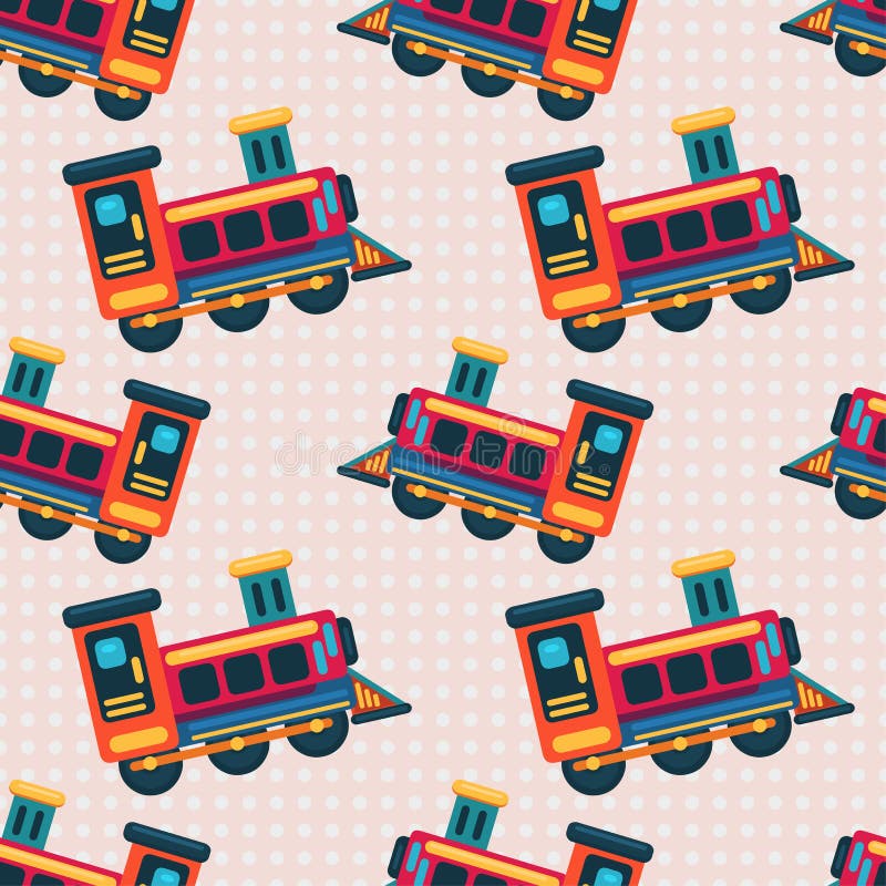 Locomotive Toy Seamless Pattern Vector Illustration In Flat Style Stock ...