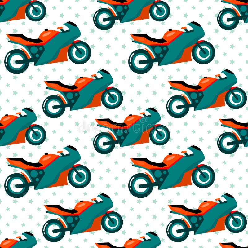 Sport Motorcycle Seamless Pattern Vector Illustration Stock Vector ...
