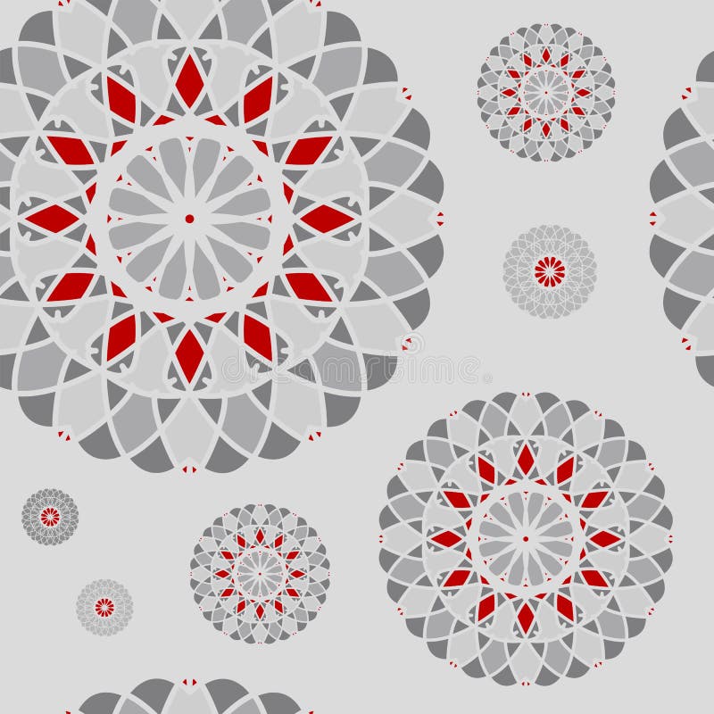 Vector Seamless Round Geometric Patterns on a Grey Background Stock ...