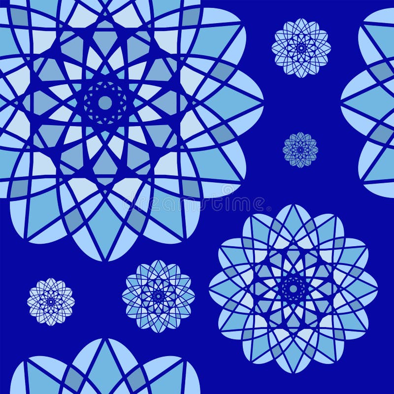 Vector Seamless Round Light Blue Geometric Patterns on a Blue ...