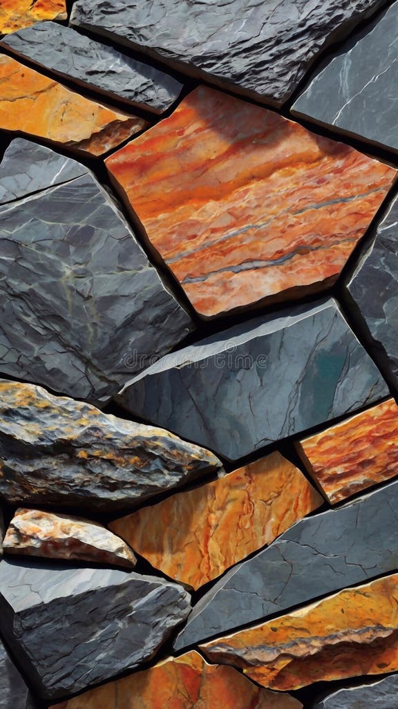 Patterns on Basalt Surfaces with Contrasting Dark and Orange Mineral ...