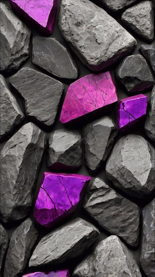 Patterns on Basalt Surfaces Featuring Dark Volcanic Rocks with Violet ...