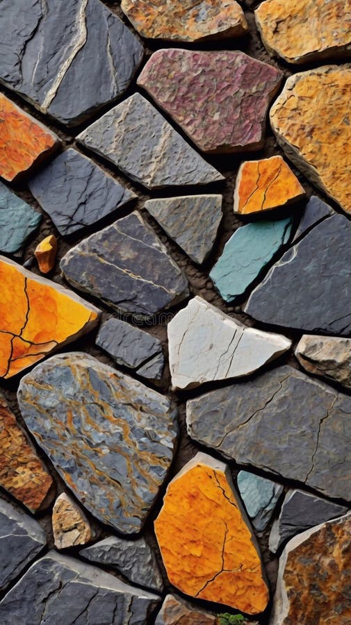 Patterns on Basalt Surfaces Featuring Fractured Natural Stone in Warm ...