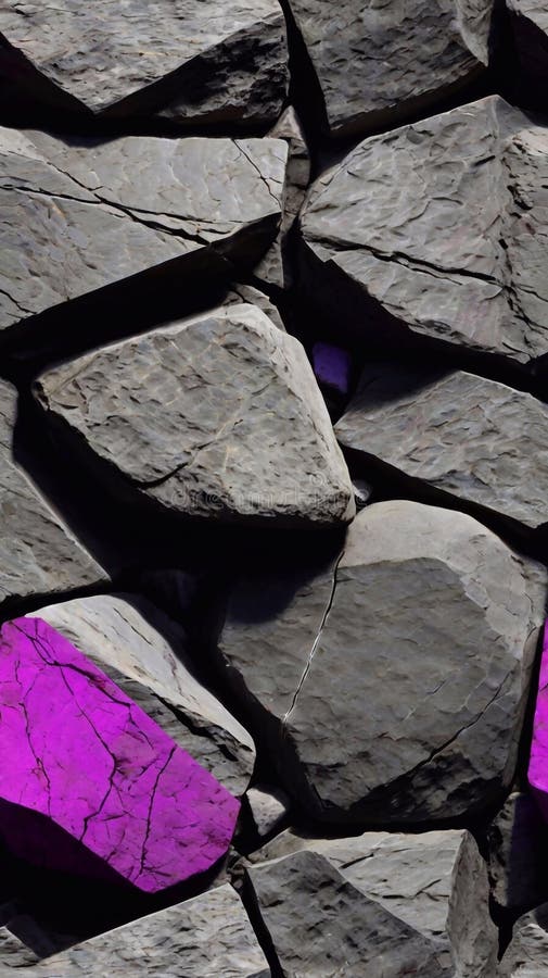 Patterns on Basalt Surfaces with Vibrant Purple Mineral Formations ...