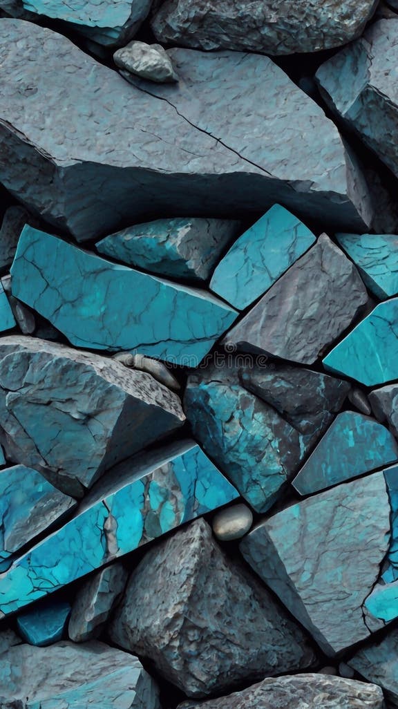 Patterns on Basalt Surfaces with Vibrant Turquoise Mineral Formations ...