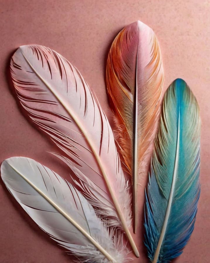 Patterns on Bird Feathers Featuring a Gradient of Soft Pink, Orange ...