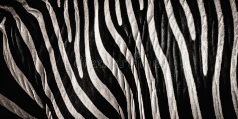 Patterns of Black and White Zebra Stripes, Wide Background. Generative ...