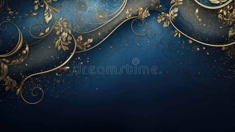 Patterns Blue and Gold Background Stock Illustration - Illustration of ...