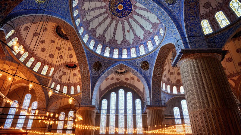 Patterns Blue Mosque Interior Stock Image - Image of grandeur, interior ...