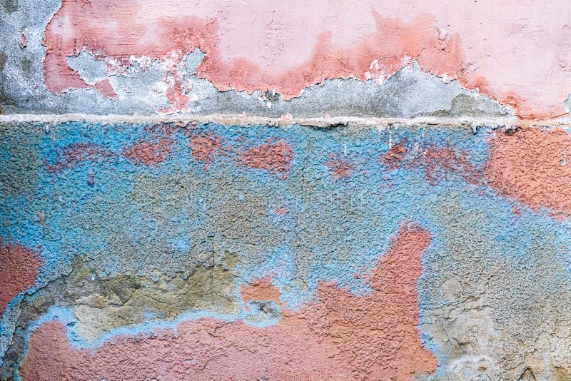 Peeling Stucco Painted Concrete Wall. Leaking Rain Cause the Wall ...