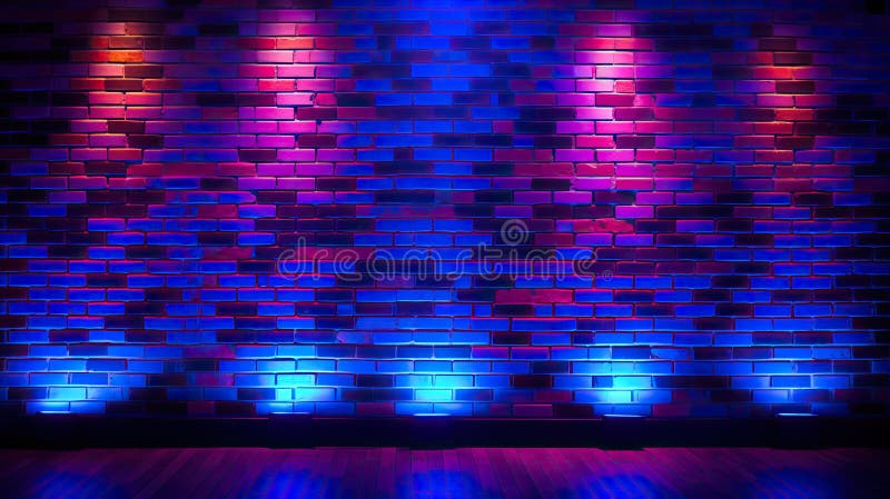 Patterns Brick Wall Neon Lights Stock Illustration - Illustration of ...