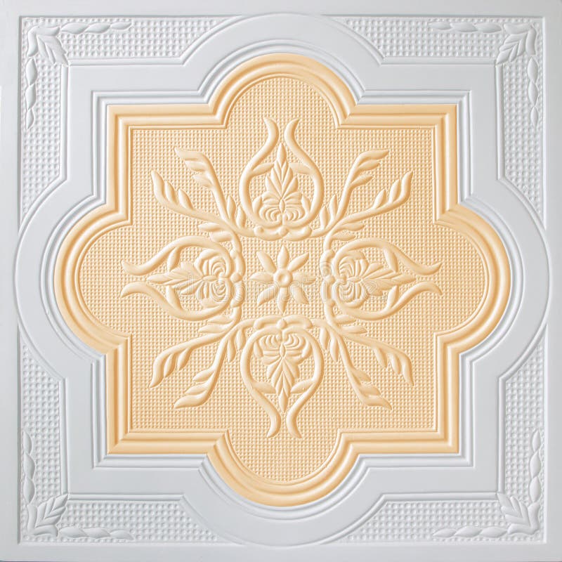 The Patterns on the Ceiling Gypsum Sheets of White Flowers. Stock Photo ...