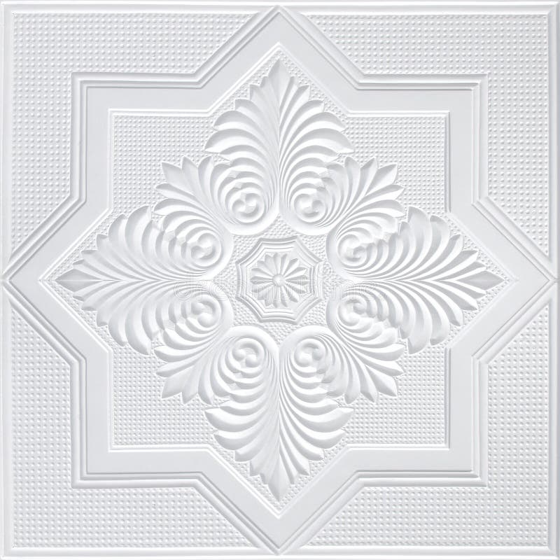 The Patterns on the Ceiling Gypsum Sheets of White Flowers. Stock Photo ...