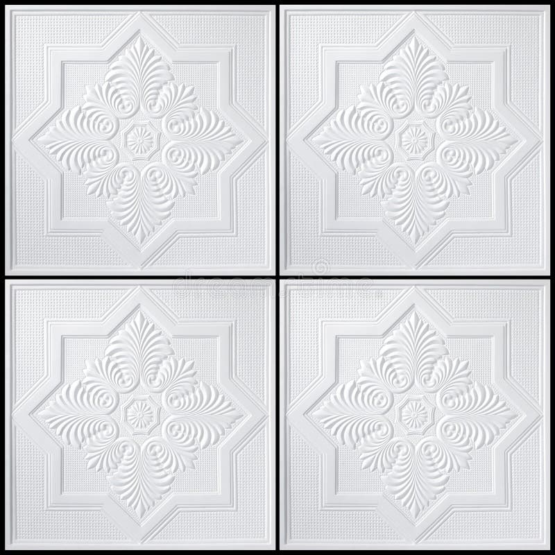 Patterns on the Ceiling Gypsum Sheets of White Flowers Texture Stock ...