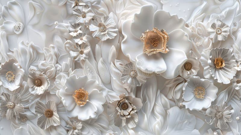 Patterns on the Ceiling Gypsum Sheets of White Flowers, Plaster ...